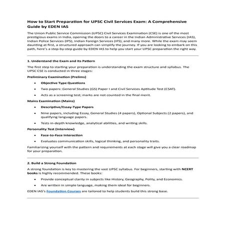 How to Start Preparation for UPSC Civil Services Exam | PDF