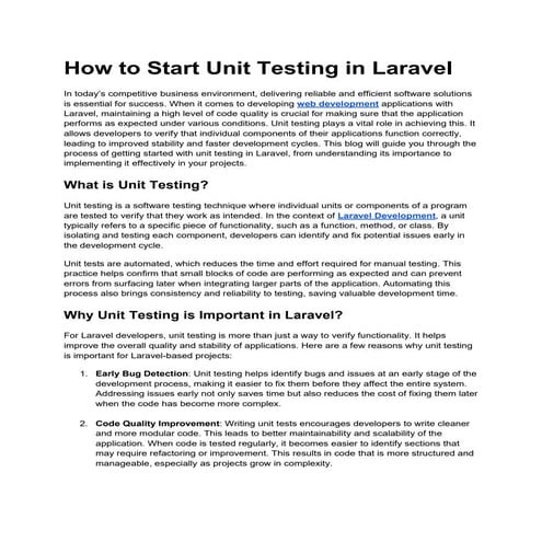 How To Start Unit Testing In Laravelpdf Web Development Internet