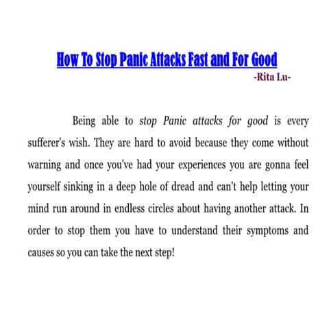 How to stop panic attacks fast and for good | PPT