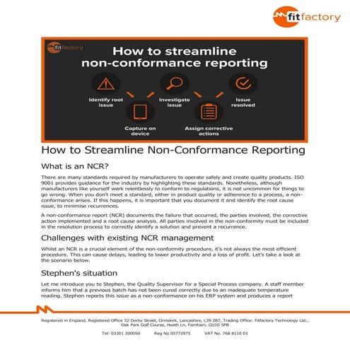 How to streamline non conformance reporting fitfactory technology | PDF