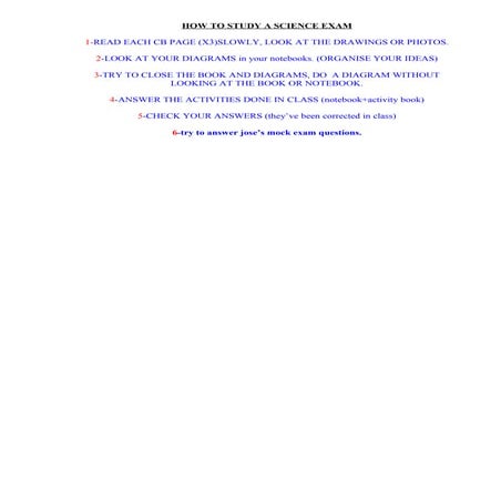 HOW TO STUDY A SCIENCE EXAM | DOC | Educational Assessment | Education