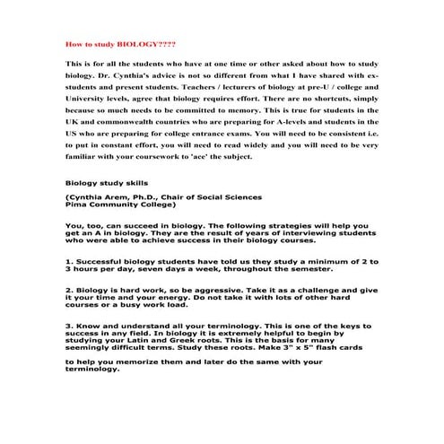 How to study_biology | PDF | Biological Sciences | Science