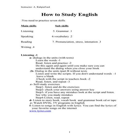 How to study english | DOC