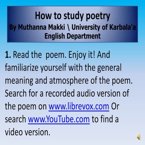 How to study poetry | PPTX | Poetry | Books and Literature