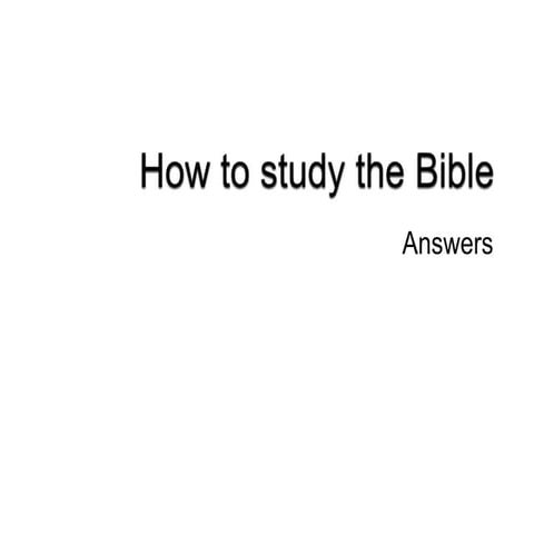 How to study the bible lesson 1 | PPT