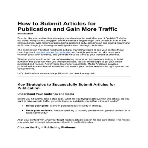 How to Submit Articles for Publication and Gain More Traffic.docx