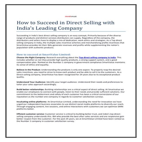 How to Succeed in Direct Selling with India's Leading Company.pdf