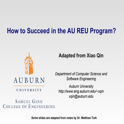 How to succeed in the au reu program qin -edited | PPT