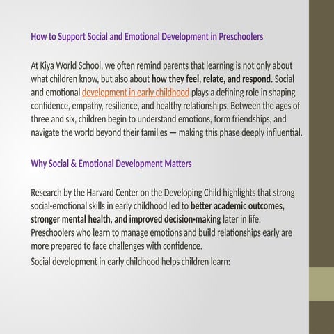 Social and Emotional Development Skills in Children | PDF