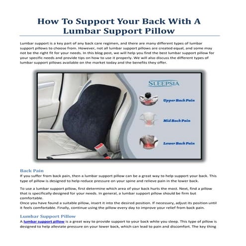 How To Support Your Back With A Lumbar Support Pillow.ppt