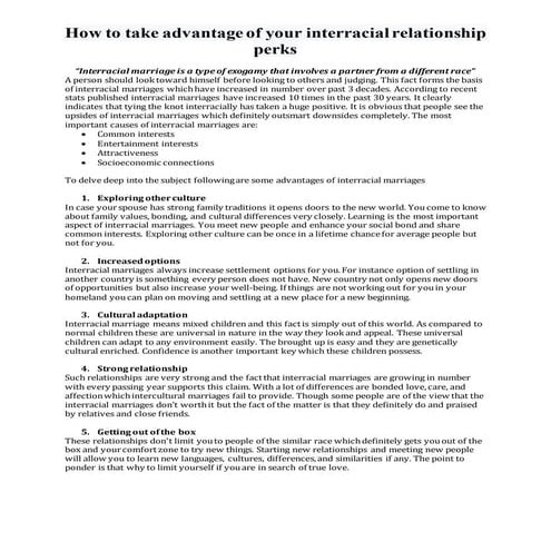 How to take advantage of your interracial relationship perks | DOCX