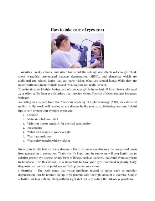 importance of eye health | PPTX | Eye and Vision Conditions | Diseases ...