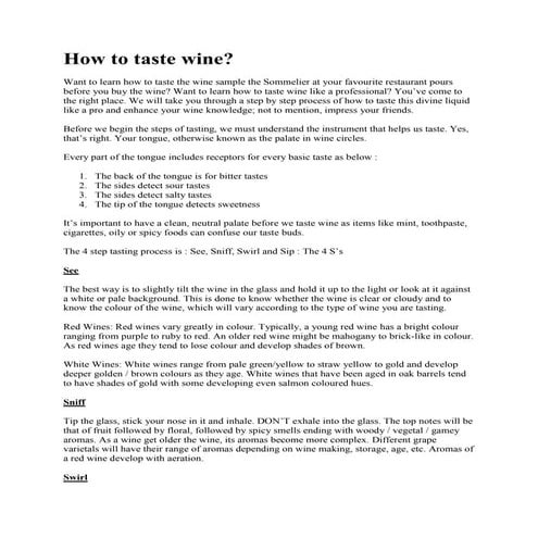 How to taste wine | PDF