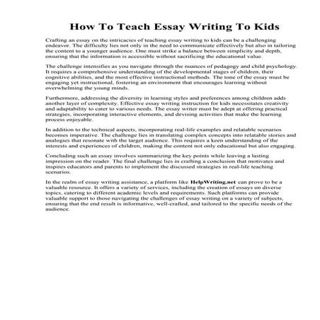 How To Teach Essay Writing To Kids.pdf | Homework and Study | Education