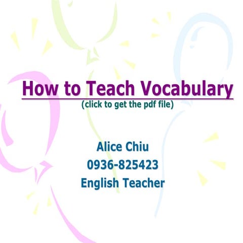 How to teach vocabulary | PPT