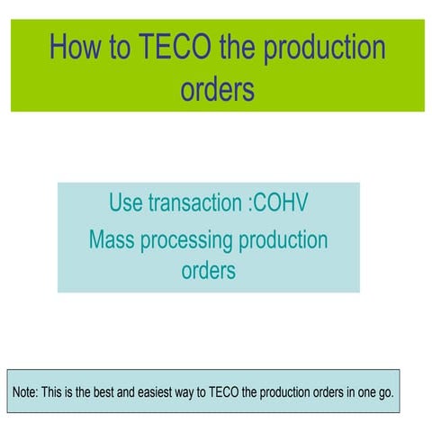 How to teco the production orders - Murali Krishna Nookella | PPT