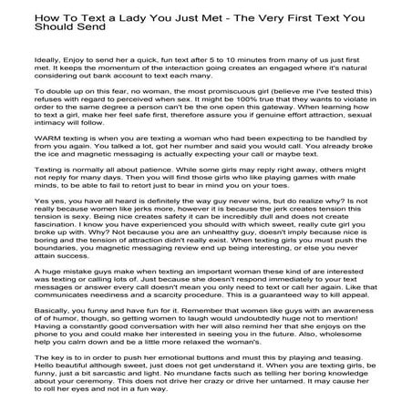 How To Text a Lady You Just Met - The Very First Text You Should Send | PDF