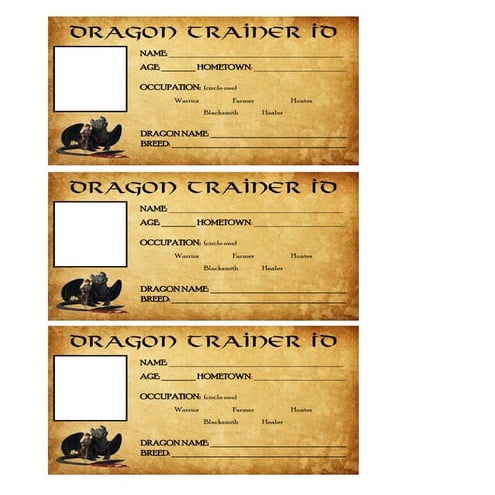 How to Train Your Dragon - Dragon Trainer ID Cards | PDF