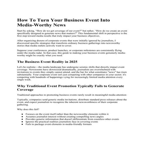 How To Turn Your Business Event Into Media-Worthy News | DOCX