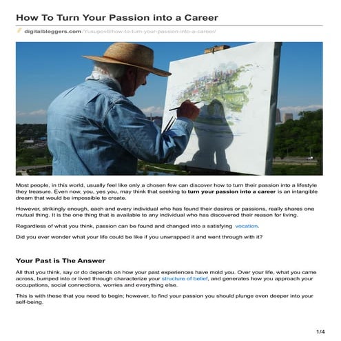 How to turn your passion into a career | PDF