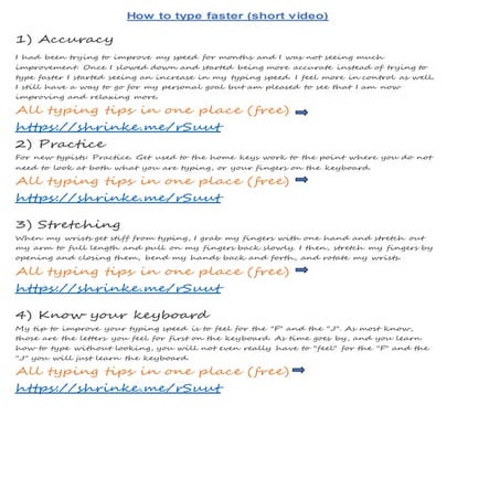 How to type faster (short video) | PDF