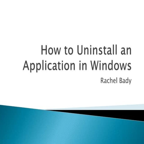 How to uninstall an application in windows | PPT