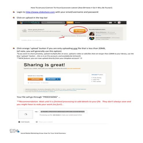 How to Upload Content to Slideshare | PDF