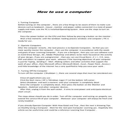How to usXe a computer | DOCX