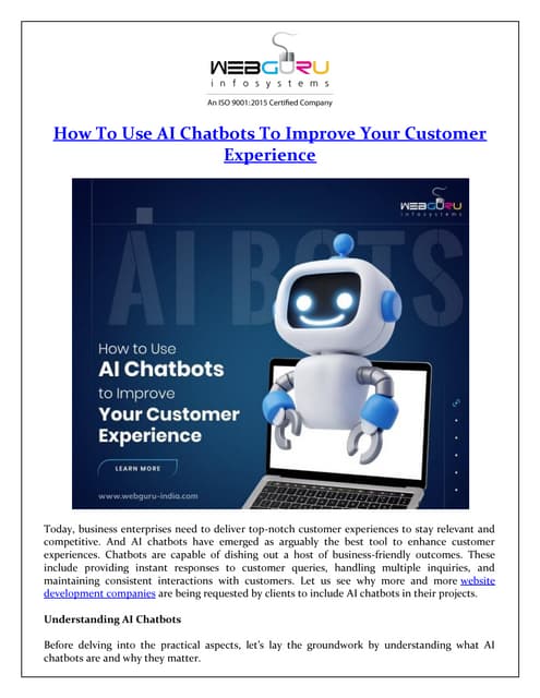 Enhancing Customer Experience With Ai Powered Chatbotspptx