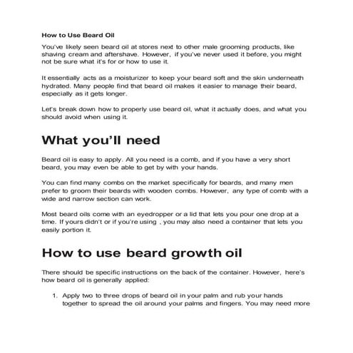 How to use beard oil | PDF