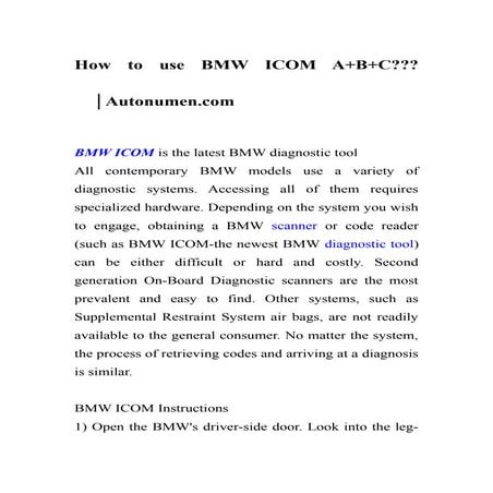 How to use bmw icom a+b+c | DOC | Auto Technology | Automotive