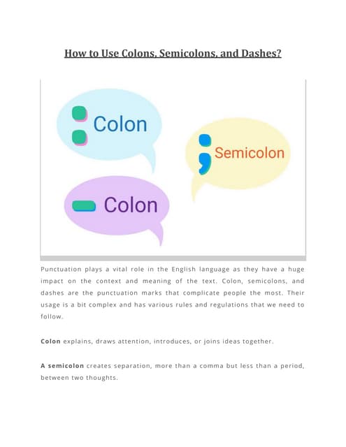 Colons and semicolons | PPT