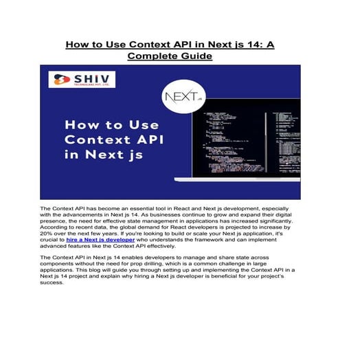 Getting Started With Context Api In Next Js 14 A Comprehensive Guide Pdf 