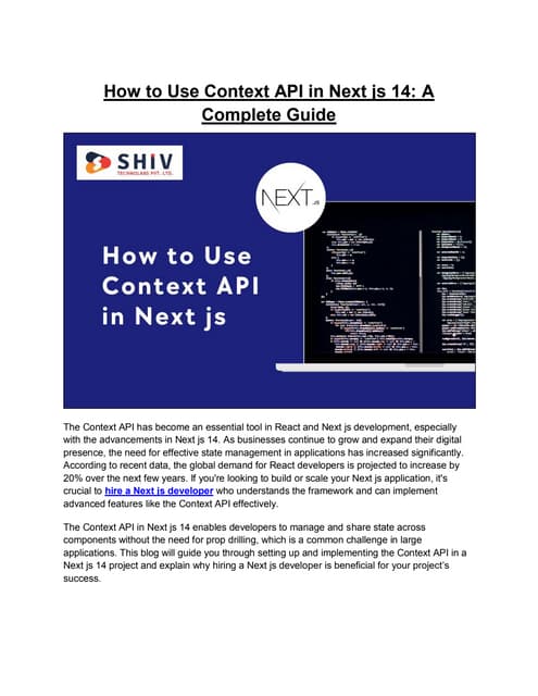 Getting Started With Context Api In Next Js 14 A Comprehensive Guide Pdf