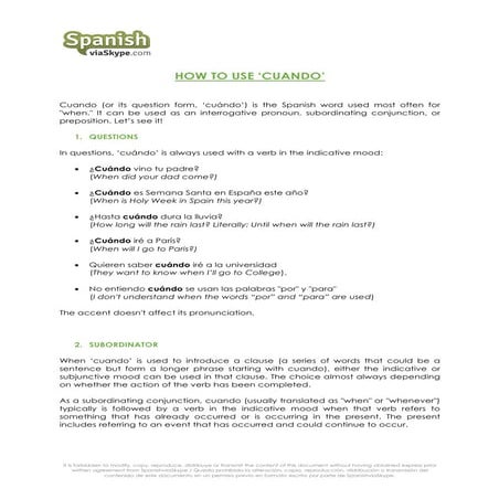 How to use cuando | PDF