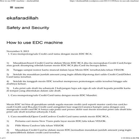 How to use edc machine – ekafaradillah | PDF