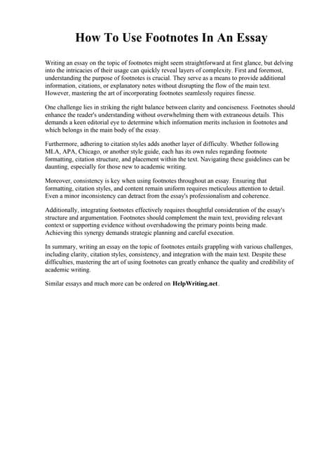 Sample Essay With Footnotes Pdf