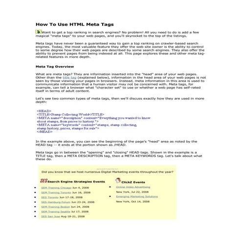 How To Use Html Meta Tags | DOC