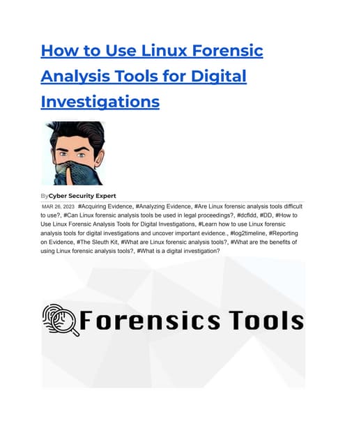 How To Use Linux Forensic Analysis Tools For Digital Investigationspdf