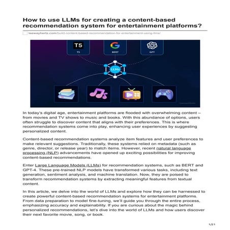 How To Use Llms For Creating A Content Based Recommendation System For