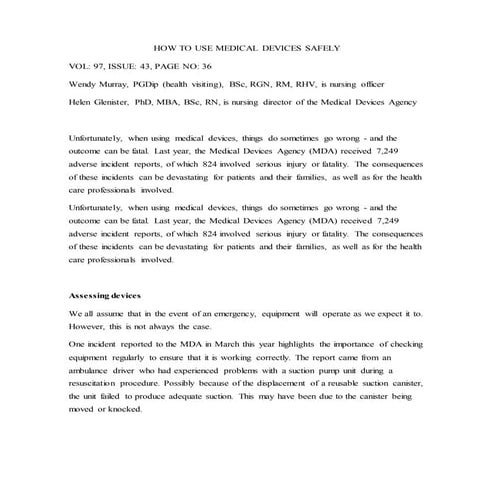 How to use medical devices safely | DOCX