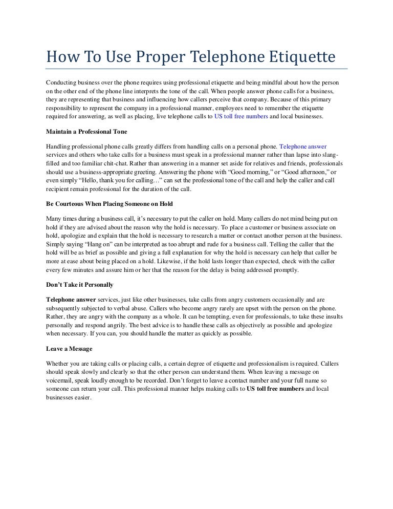 How to use proper telephone etiquette