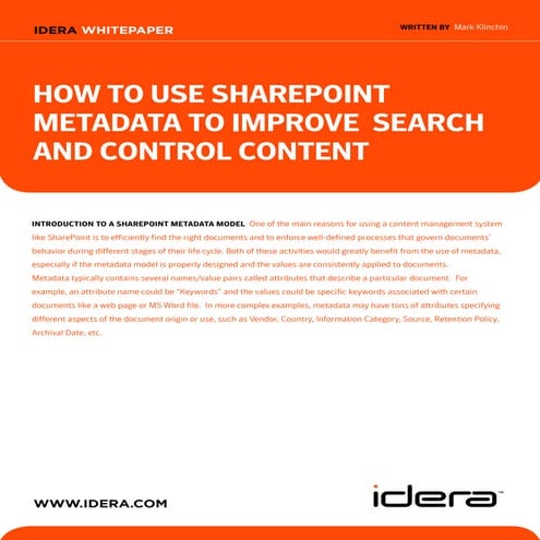 How To Use Sharepoint Metadata | PDF | Desktop Publishing | Computer ...