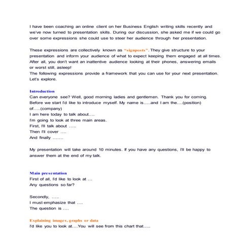 How to use signpost language in presentation | DOCX