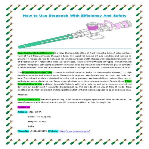How to use stopcock with efficiency and safety | DOCX