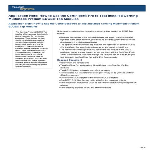 How to Use the CertiFiber® Pro to Test Installed Corning Multimode ...