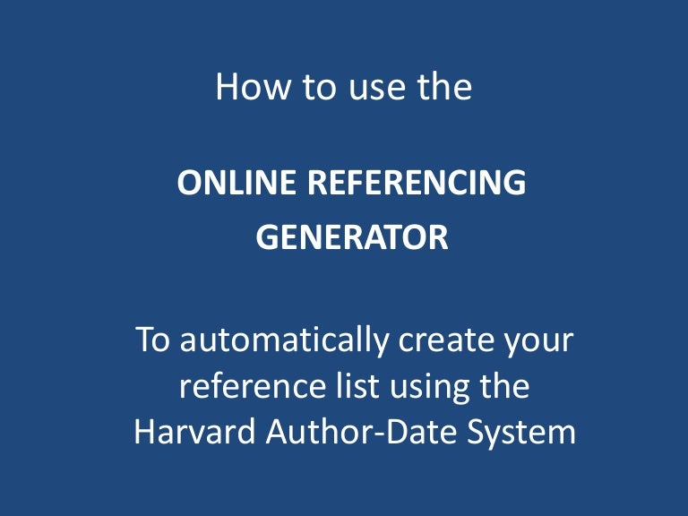 How to use the online reference generator