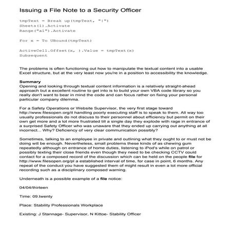Issuing a File Note to a Security Officer | PDF