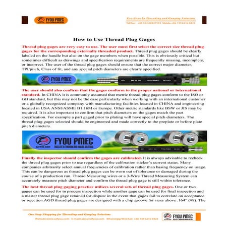 How to use thread plug gages | PDF