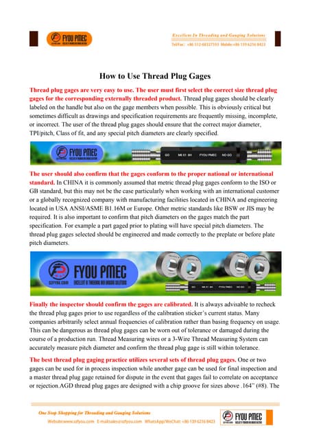How to use thread ring gages | PDF